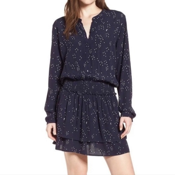 Rails | Dresses | Rails Juliette Navy Blue Galaxy Long Sleeve Smocked ...